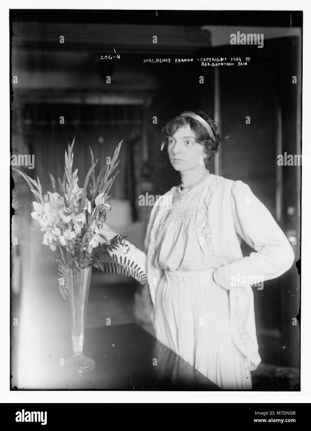 Mrs. Henry Farman, wife of aviation pioneer Henry Farman, photographed ...