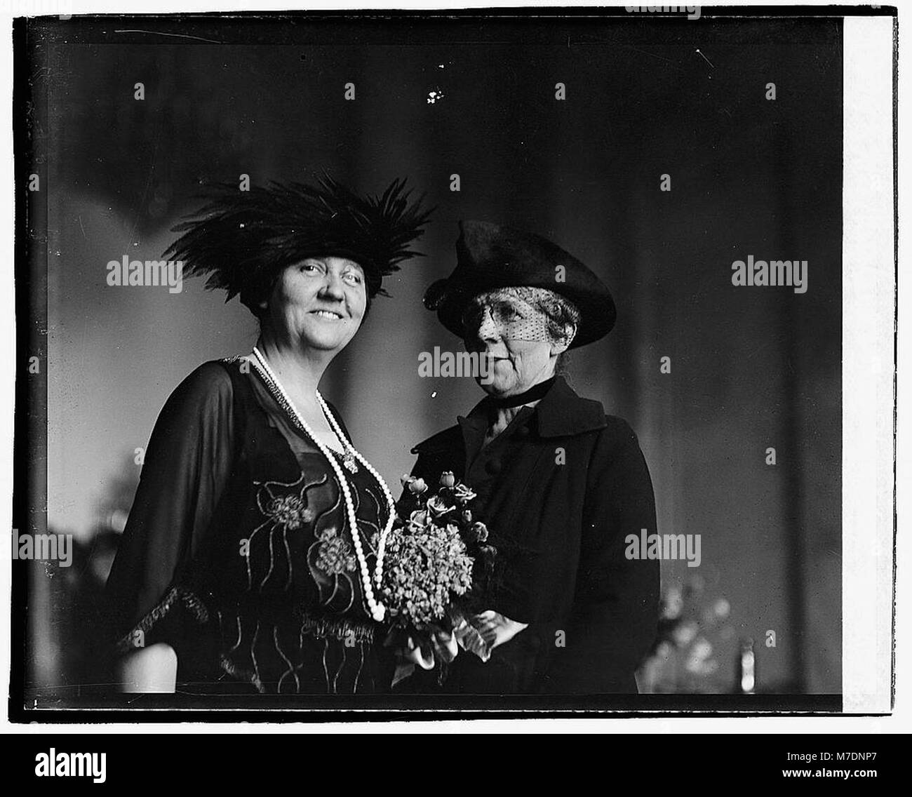 This photograph features Mrs. Marshall and Mrs. Harding, possibly wives ...