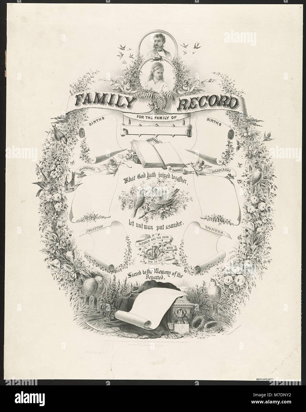 A historical family record document, potentially capturing genealogical ...