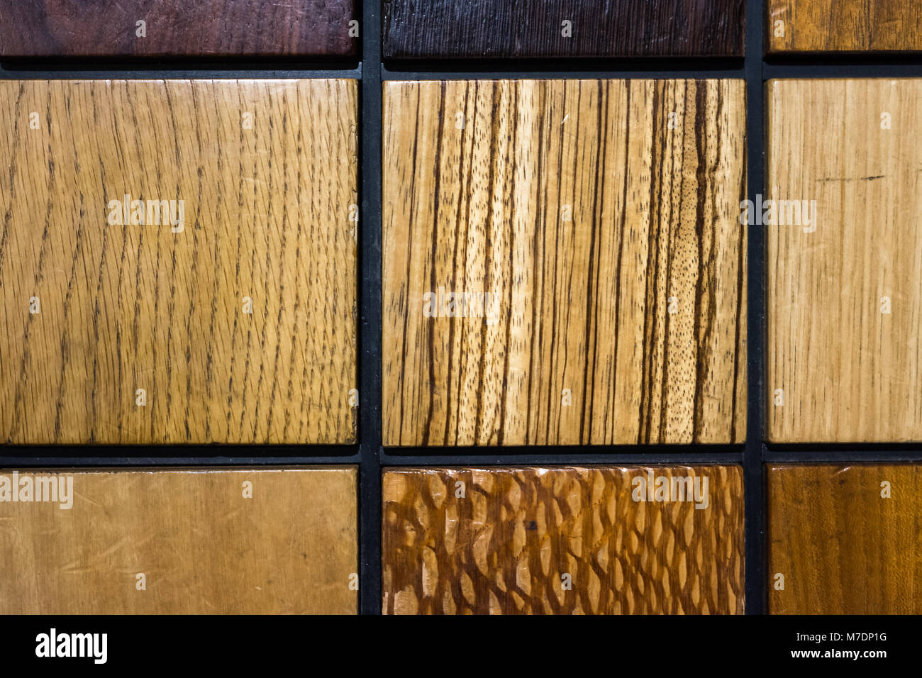 Variety of wood sample squares Stock Photo - Alamy