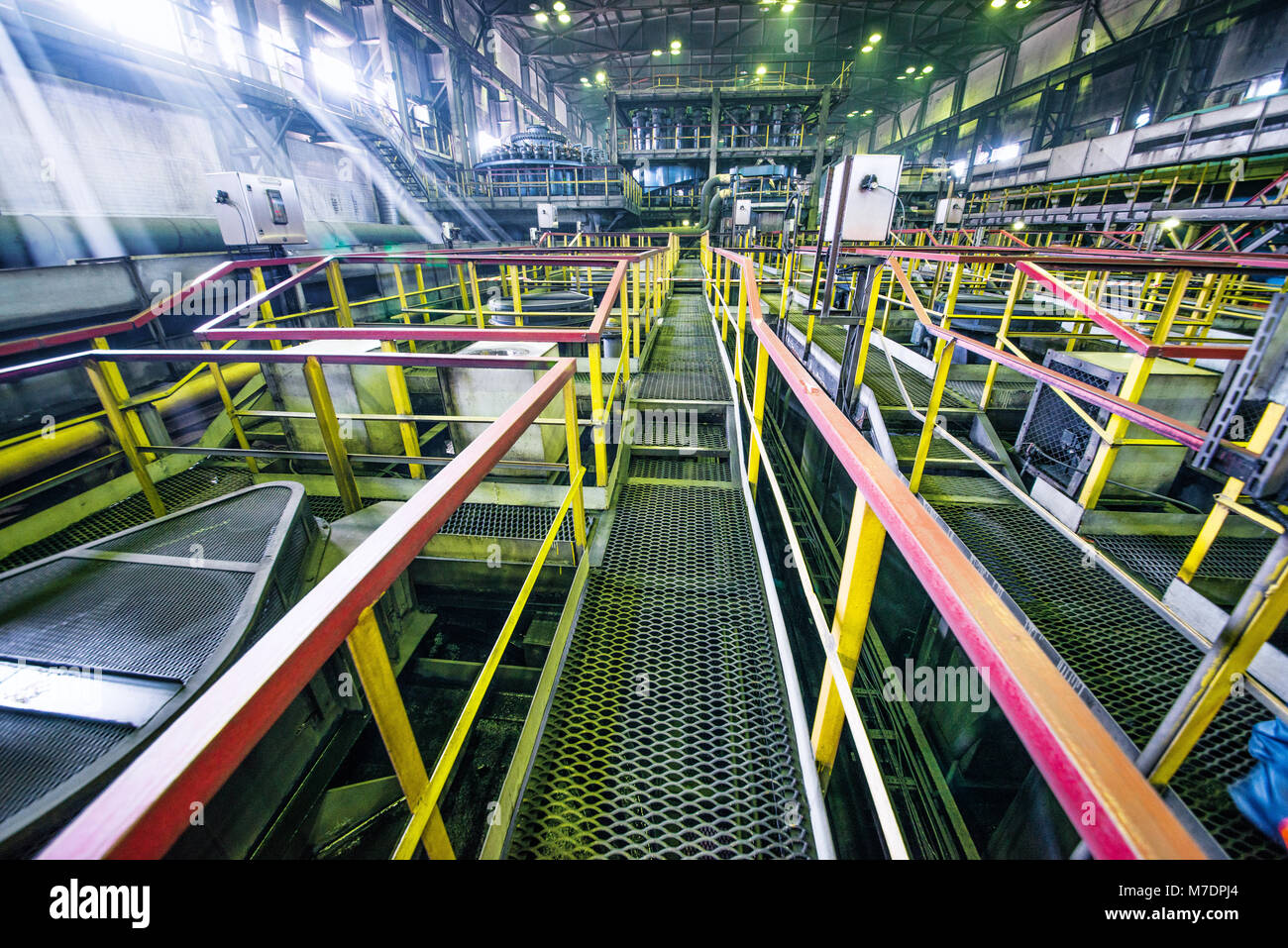 inside view of industrial interior of old factory Stock Photo - Alamy