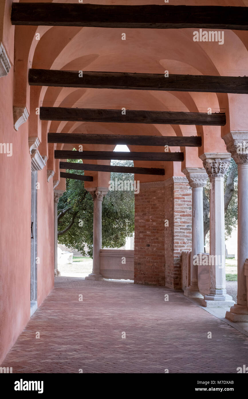 Covered walkway at the side of the Church of Santa Fosca, Byzantine ...