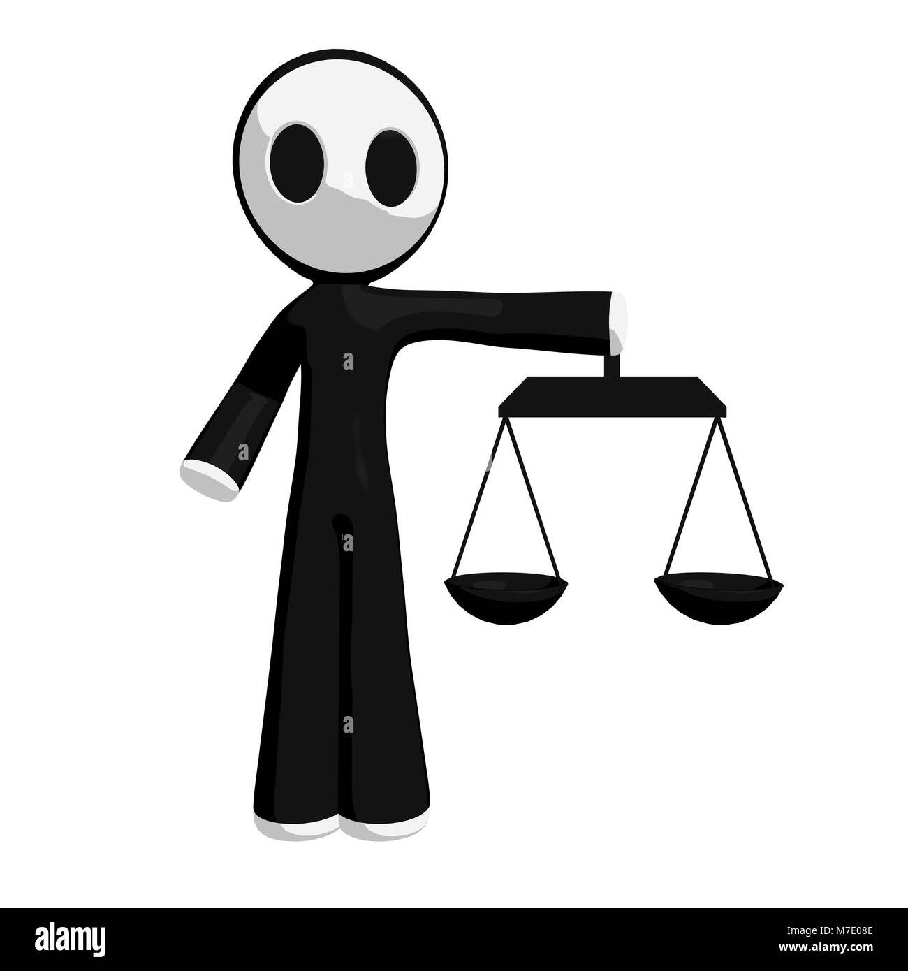 Character mascot holding scales of justice Stock Photo - Alamy