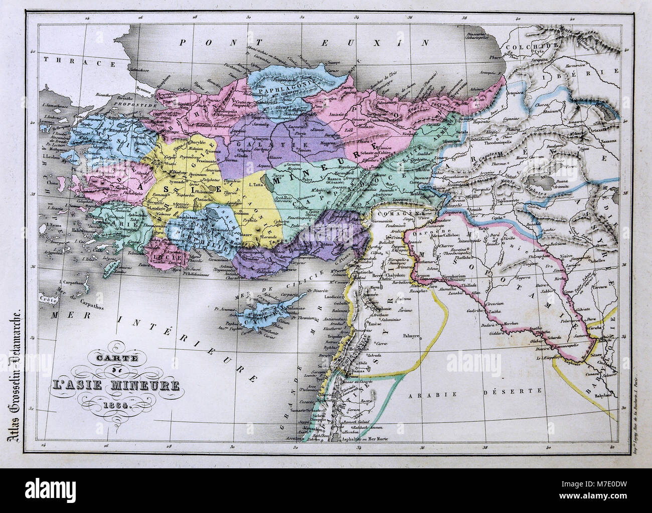 1858 Delamarche Map of Asia Minor or Turkey and the Middle East Stock ...