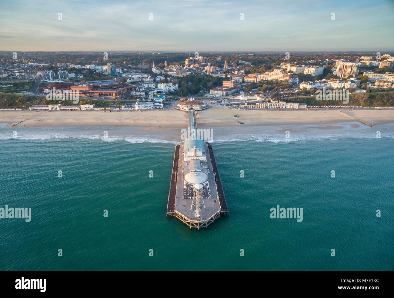 Aerial View of Bournemouth pier and town at sunset Stock Photo - Alamy