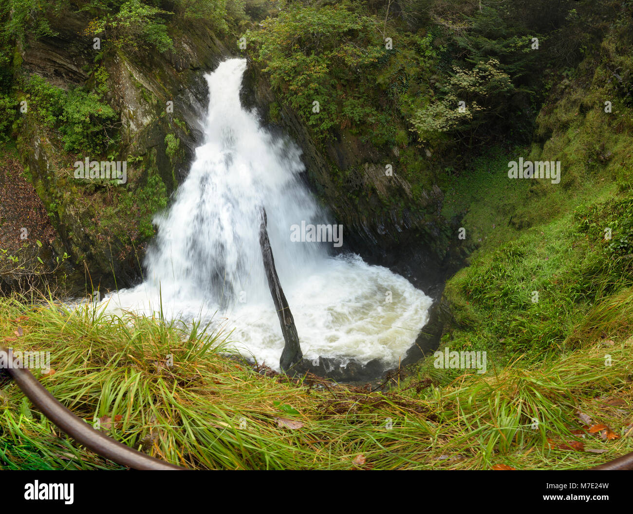 A Cascade on the Mynach Falls at Devil's Bridge Stock Photo - Alamy