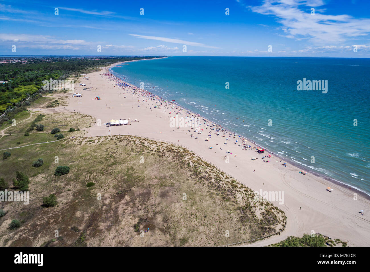 Italy, the beach of the Adriatic sea. Rest on the sea near Venice ...