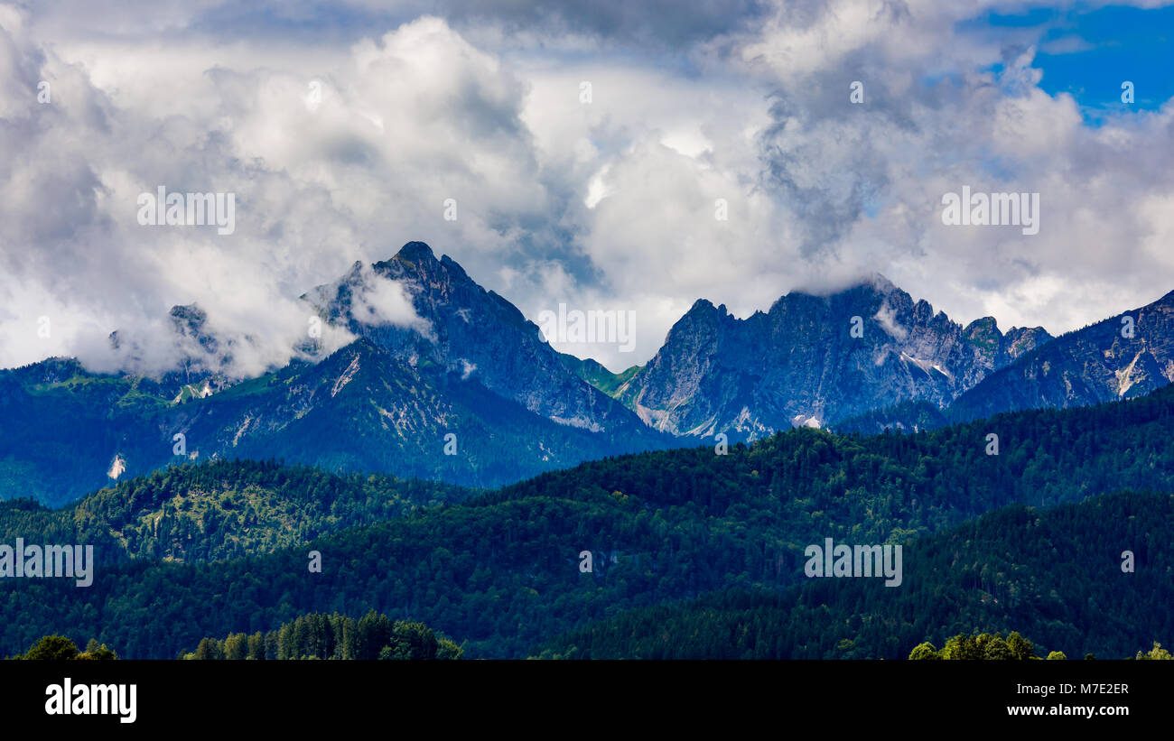 Beautiful natural landscape of the Alps. Forggensee and Schwangau ...