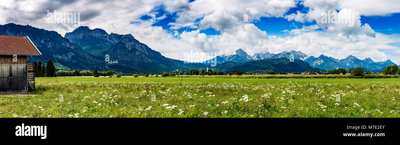Beautiful natural landscape of the Alps. Forggensee and Schwangau ...