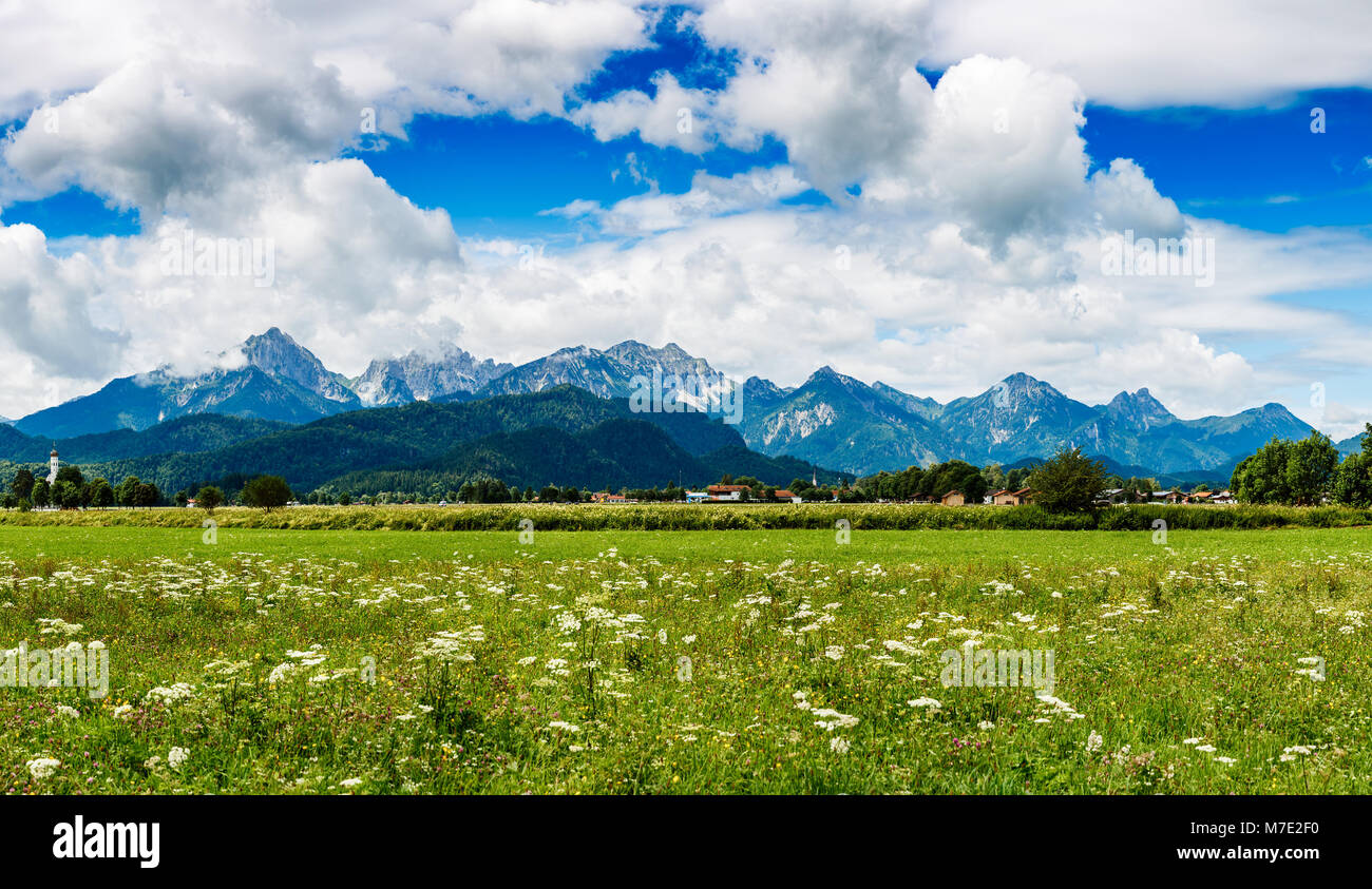 Beautiful natural landscape of the Alps. Forggensee and Schwangau ...