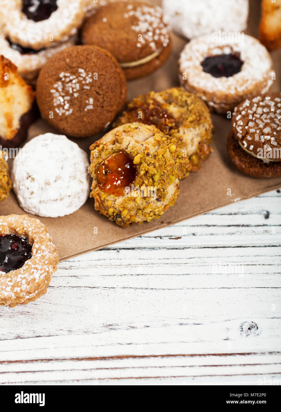 Assorted fruit and chocolate biscuits hi-res stock photography and ...