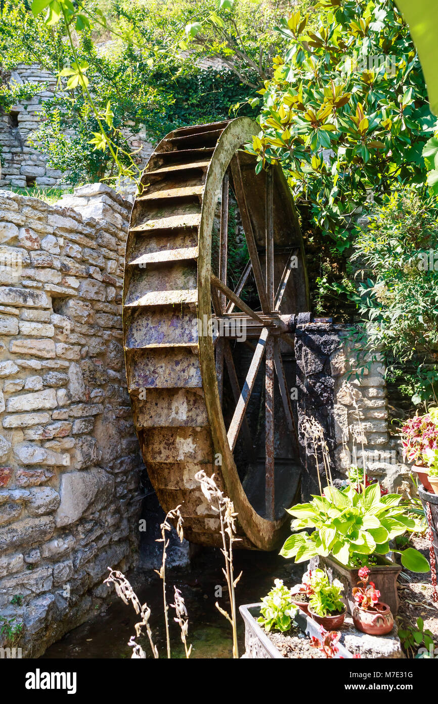 The old mill wheel. The territory of the palace of the Romanian Queen ...