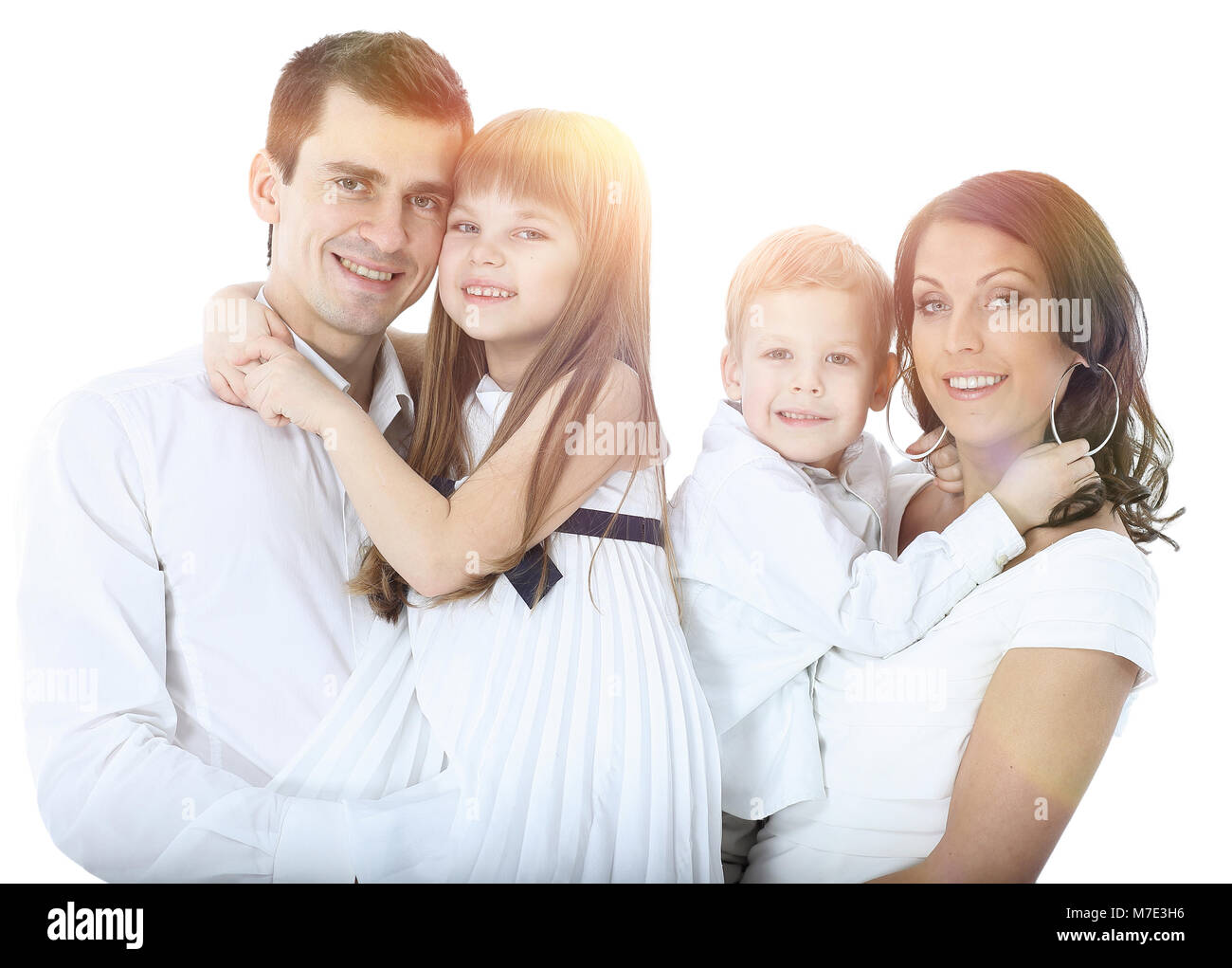 Beautiful happy family - isolated over a white background Stock Photo ...