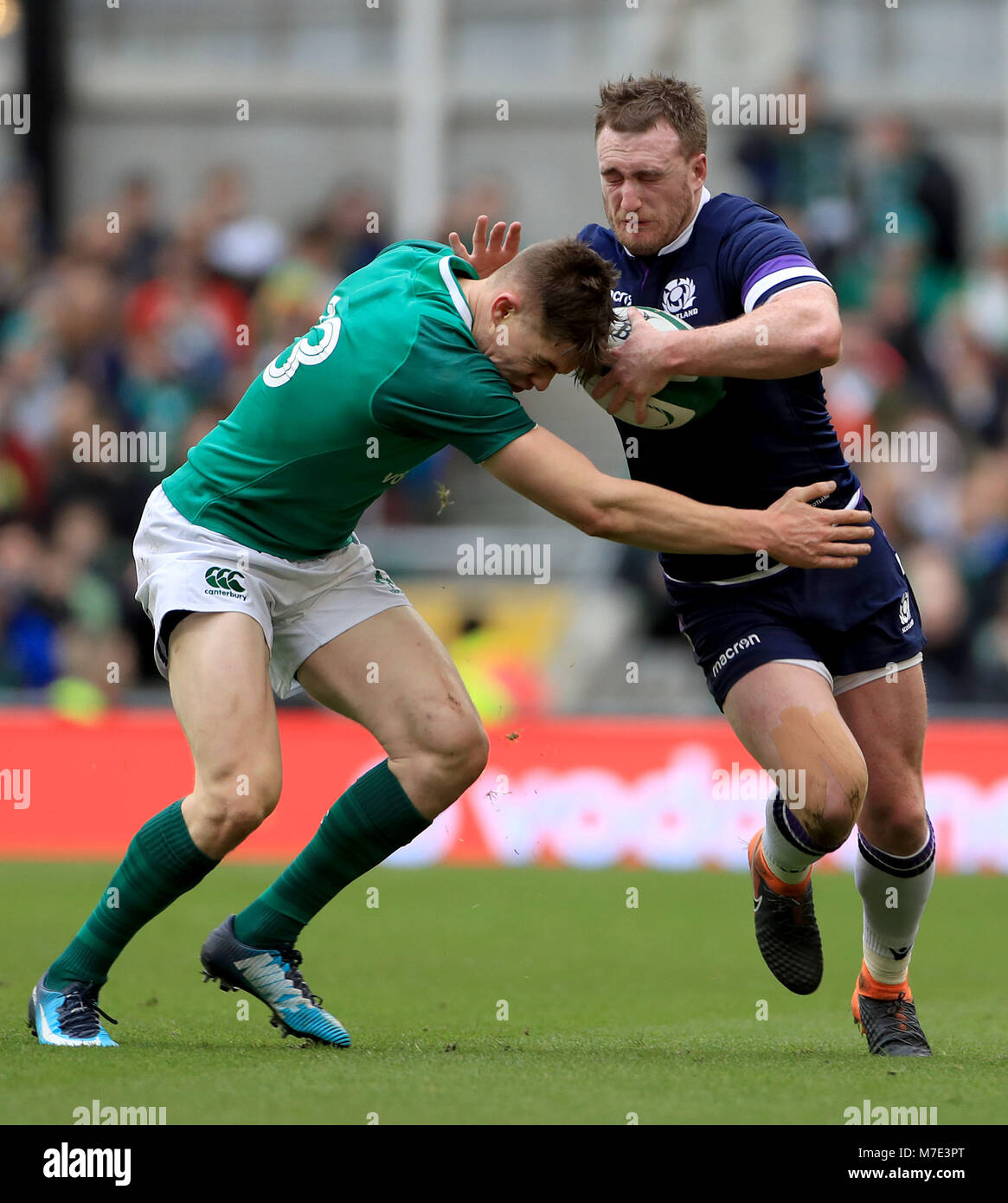 Ireland's Garry Ringrose with Scotland's Stuart Hogg during the NatWest ...