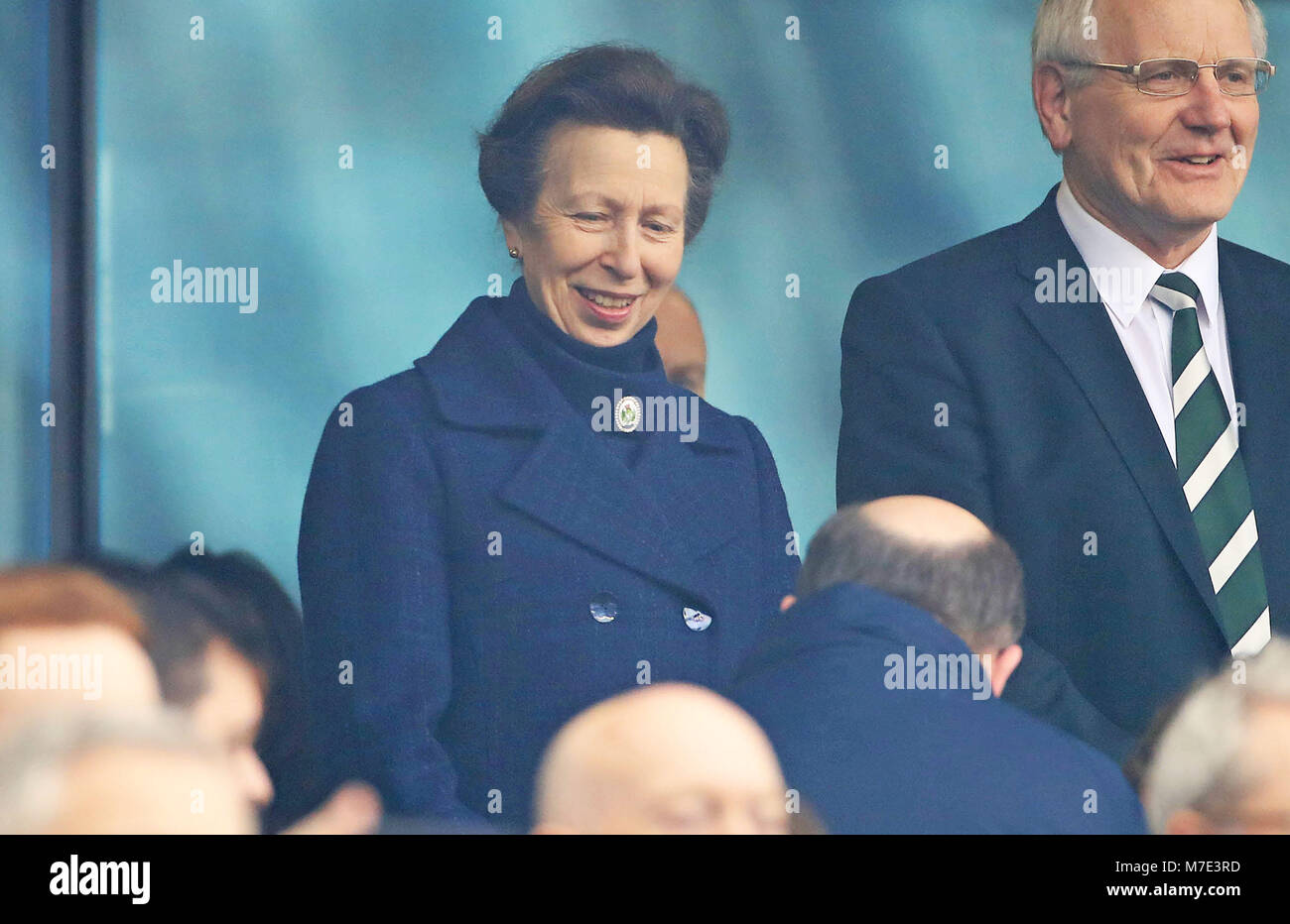 Princess Anne during the NatWest Six Nations match at the Aviva Stadium ...