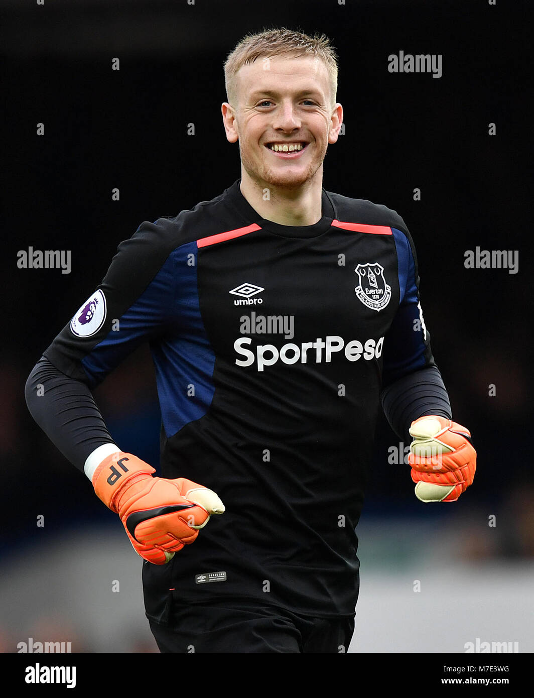 Everton goalkeeper Jordan Pickford during the Premier League match at ...