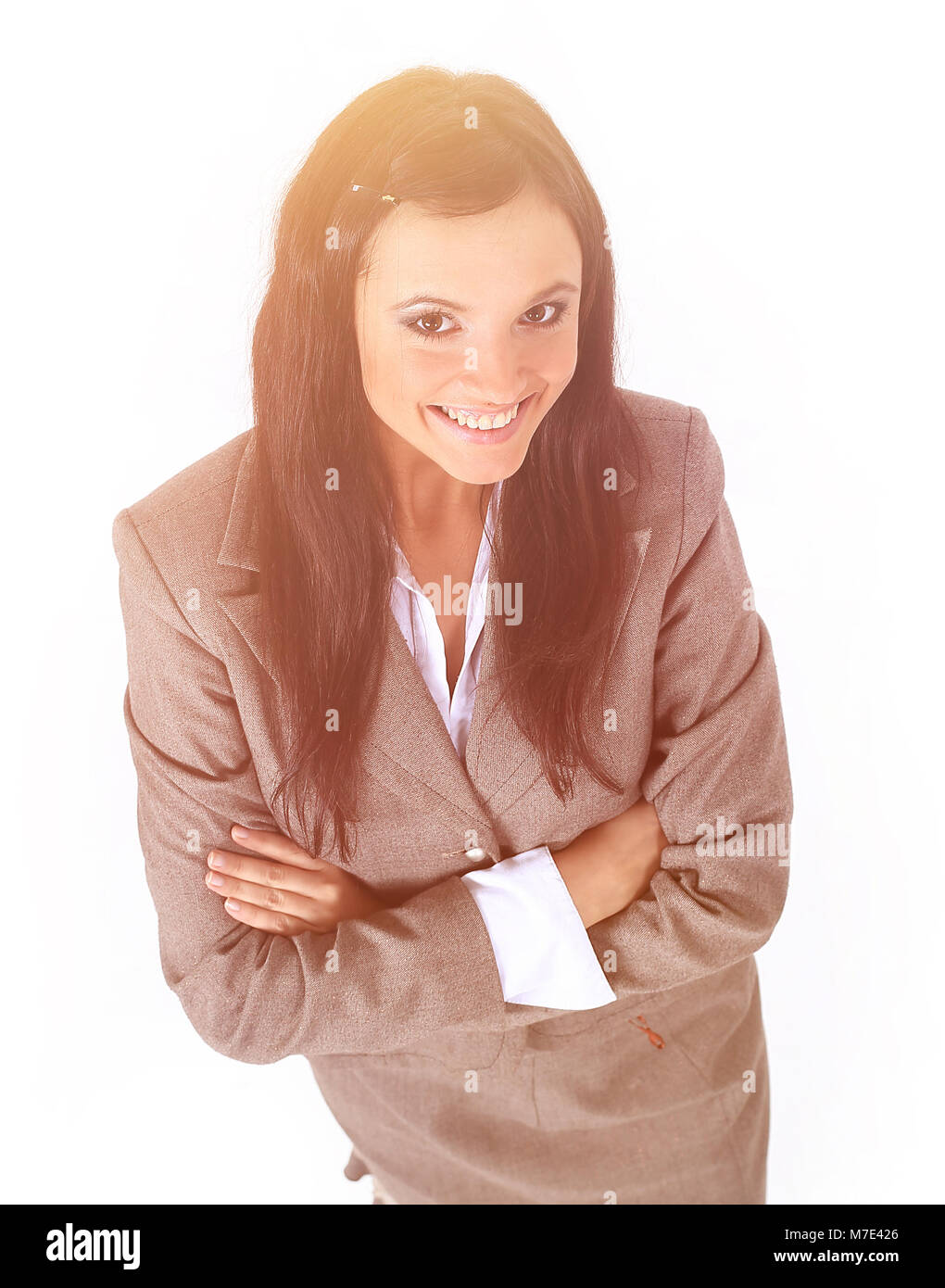 successful business woman on white background Stock Photo - Alamy