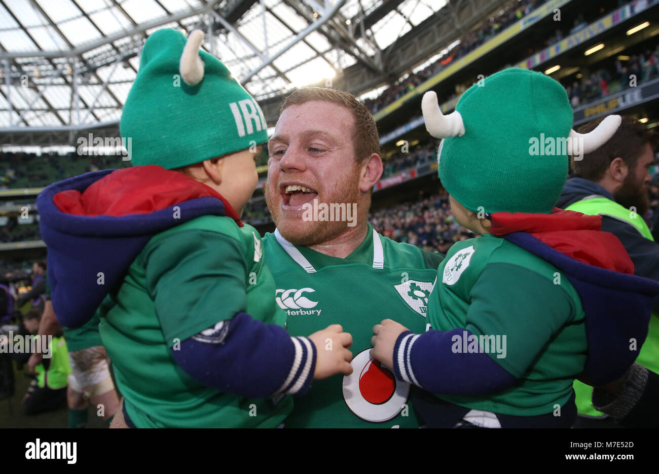 Ireland's Sean Cronin and his sons Cillian and Finn celebrate after the ...