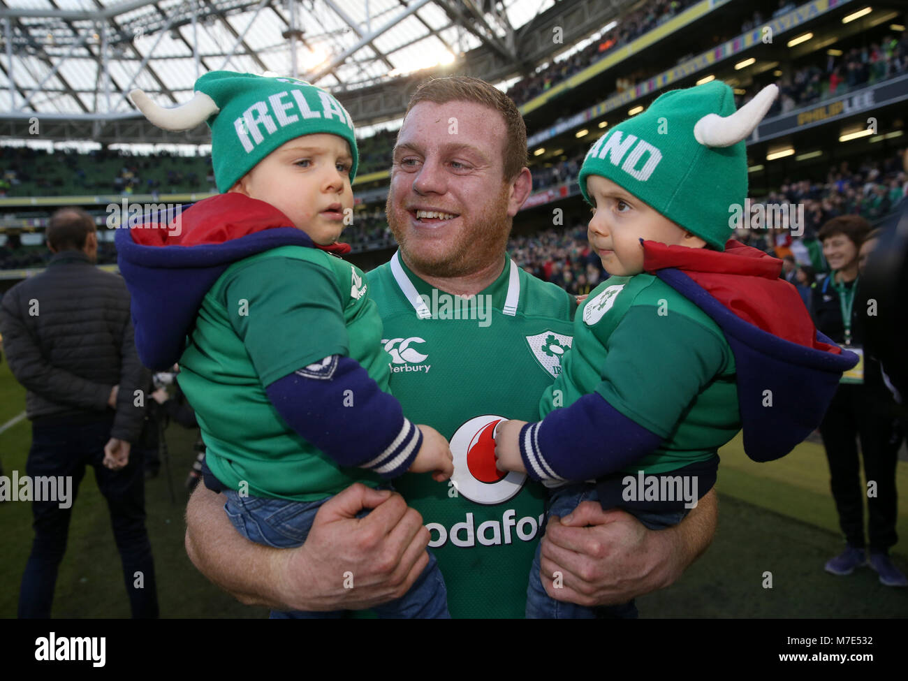 Ireland's Sean Cronin and his sons Cillian and Finn celebrate after the ...