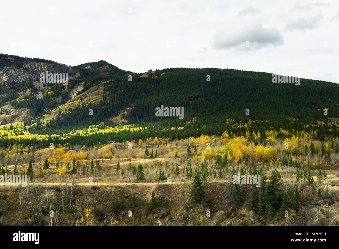 Landscape view of several mountains in the Kananaskis region of Alberta ...