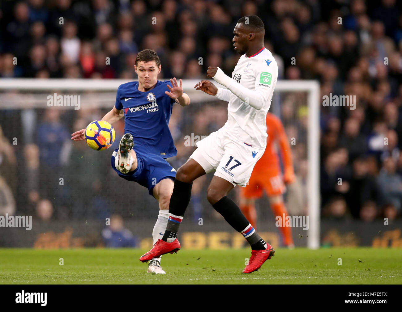 Chelsea's Andreas Christensen (left) and Crystal Palace's Christian ...