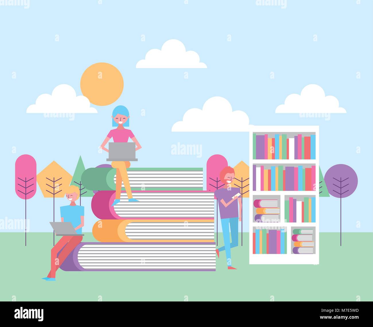 Child reading newspaper Stock Vector Images - Alamy