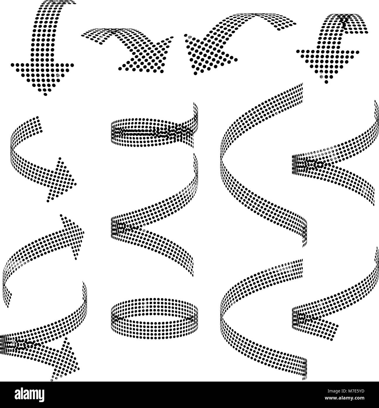 Set of vector arrow icons. Dotted halftone graphic effect Stock Vector ...