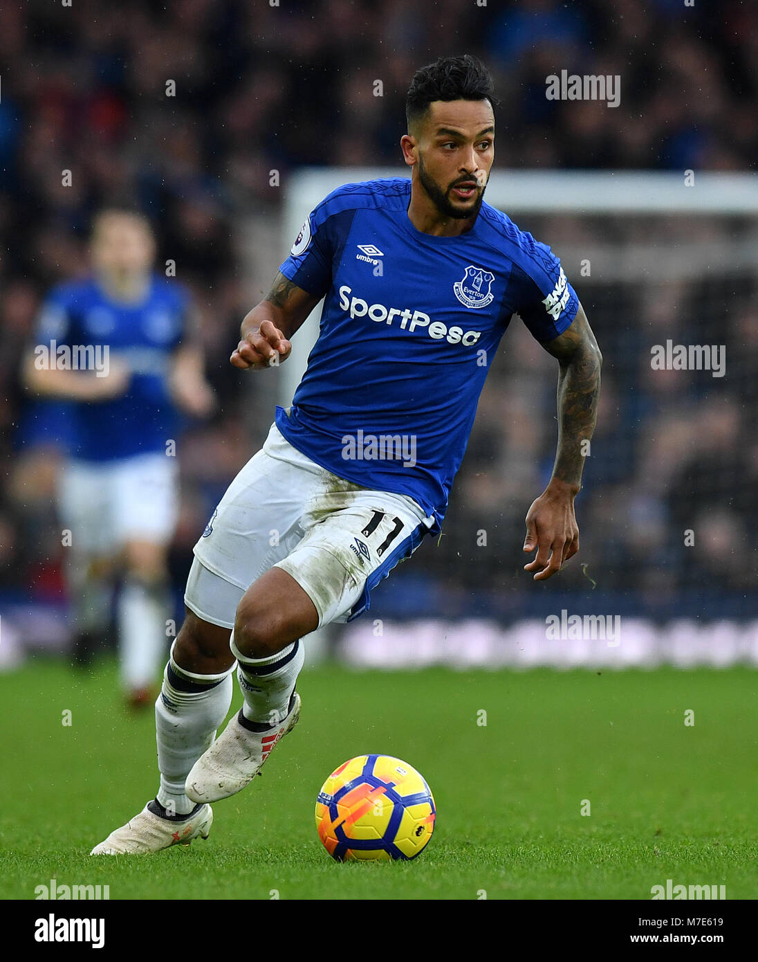 Everton's Theo Walcott during the Premier League match at Goodison Park ...