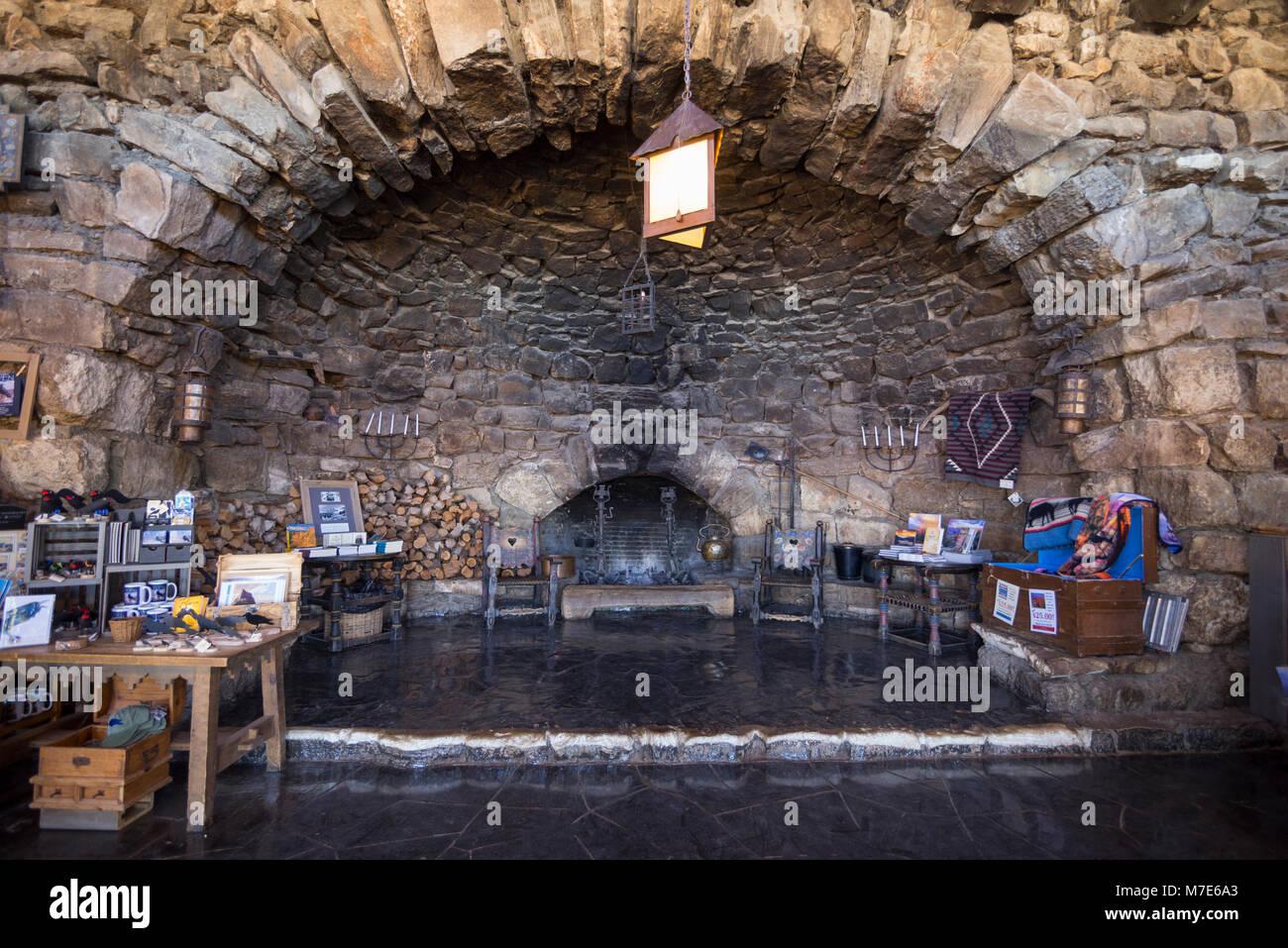 Hermit's Rest fireplace, Grand Canyon South Rim, Arizona, USA Stock ...