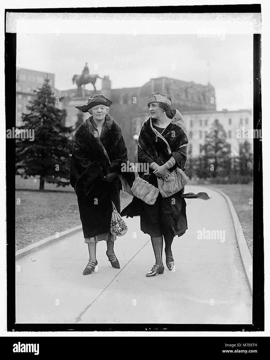 This photograph shows Mrs. W.M. Calder and Miss Marian Calder on ...