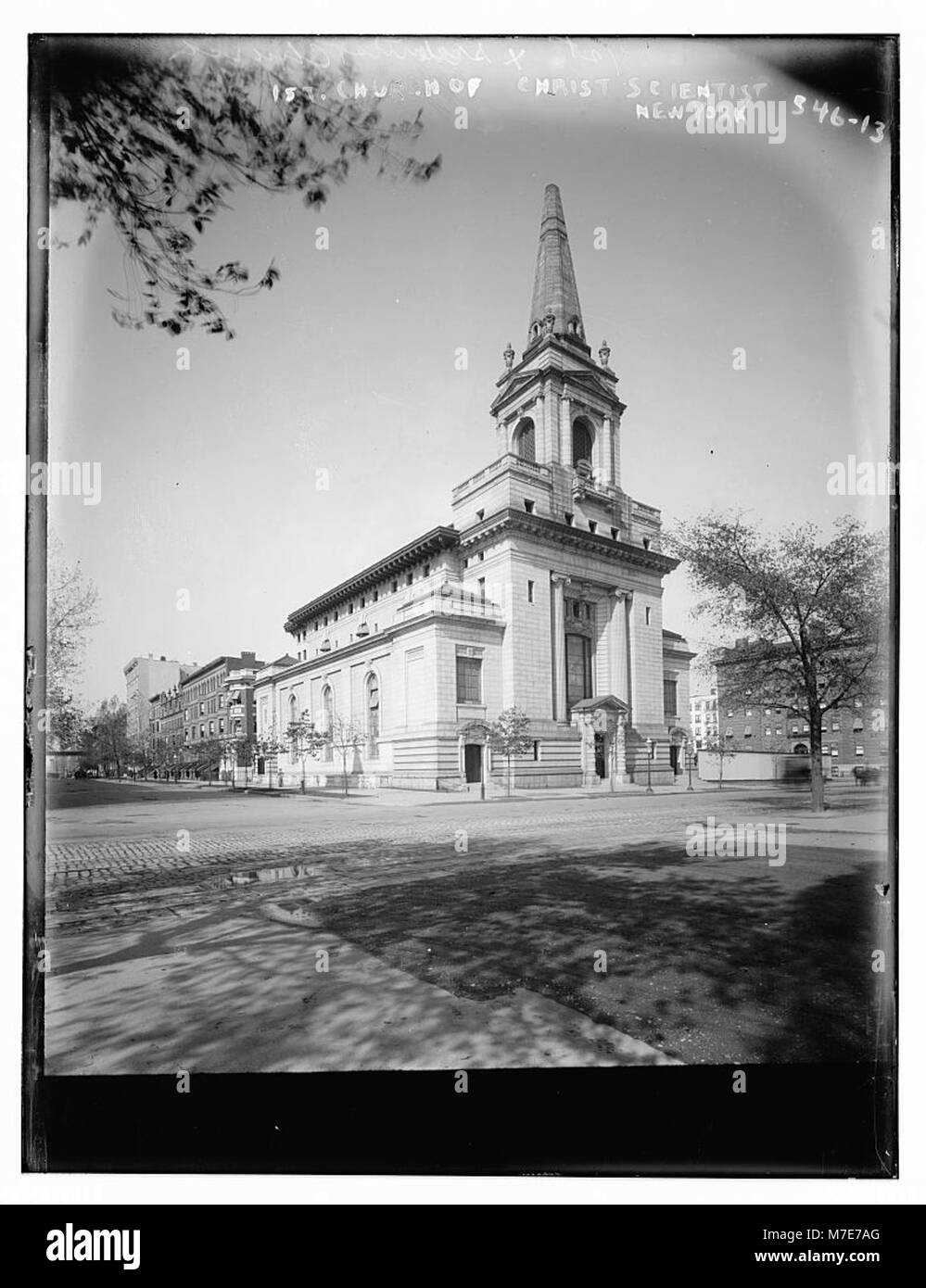 A photograph of the First Church of Christian Scientist in New York ...