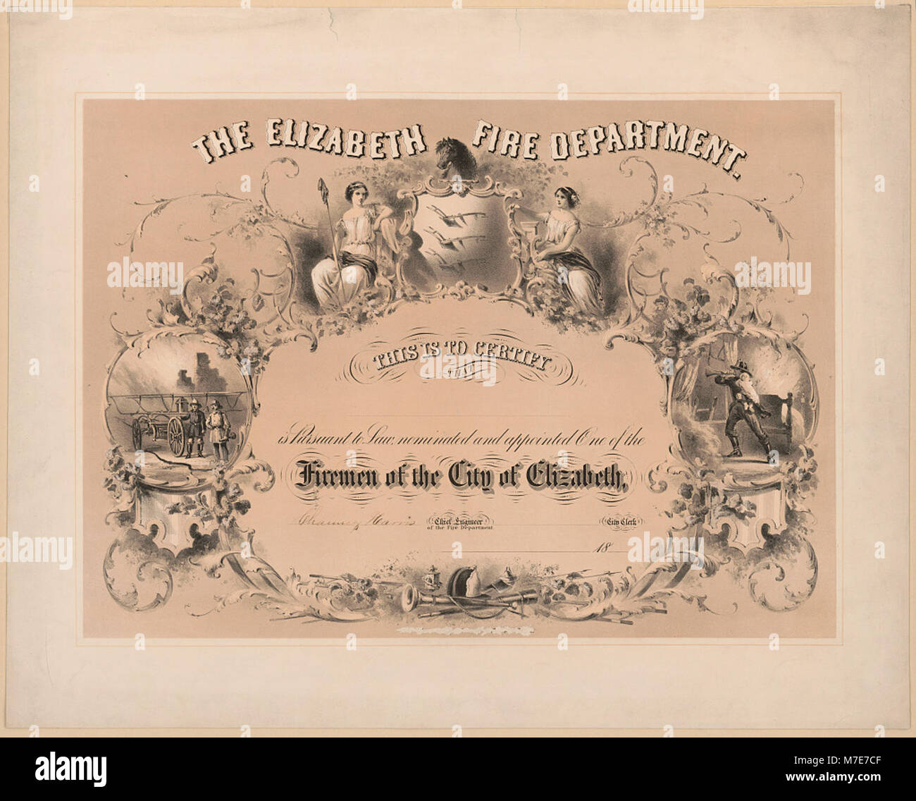 This image depicts members of the Elizabeth Fire Department, showcasing ...