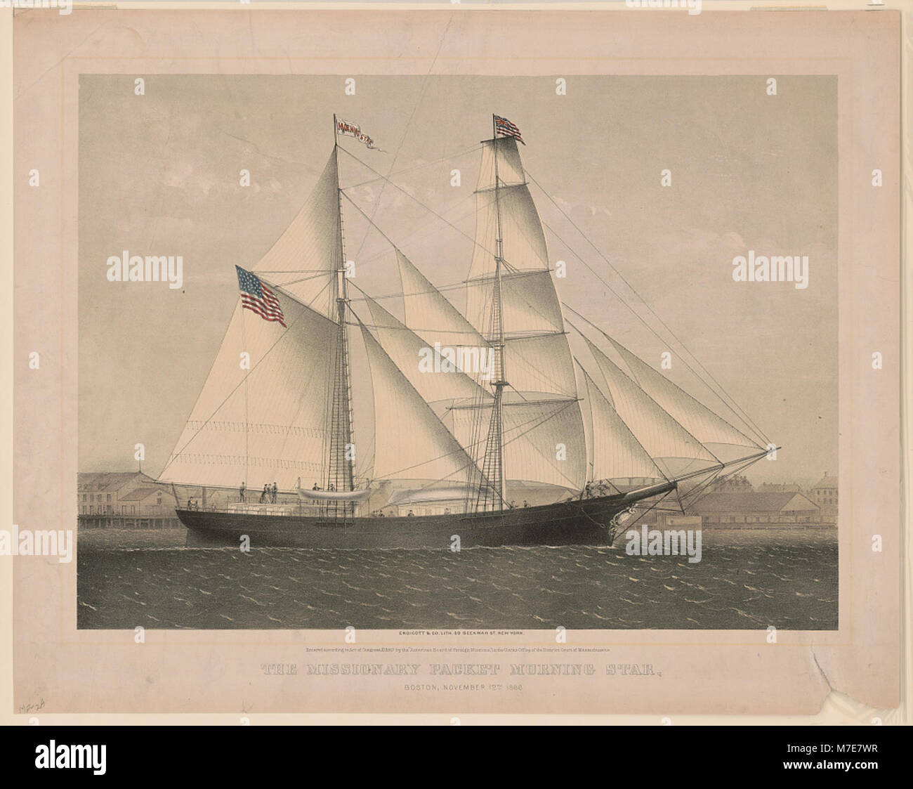A photograph of the Missionary Packet Morning Star, a ship in Boston ...