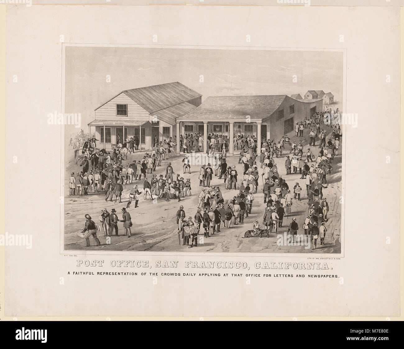 A lithograph depicting the historic post office building in San ...