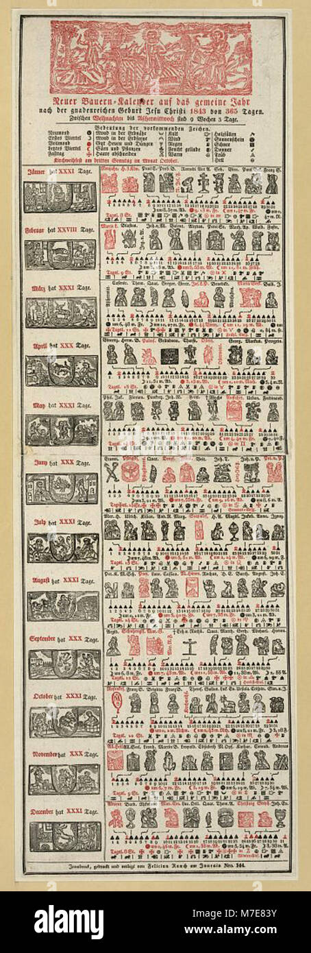 A historical German farmer's calendar for the year 1843, based on the ...