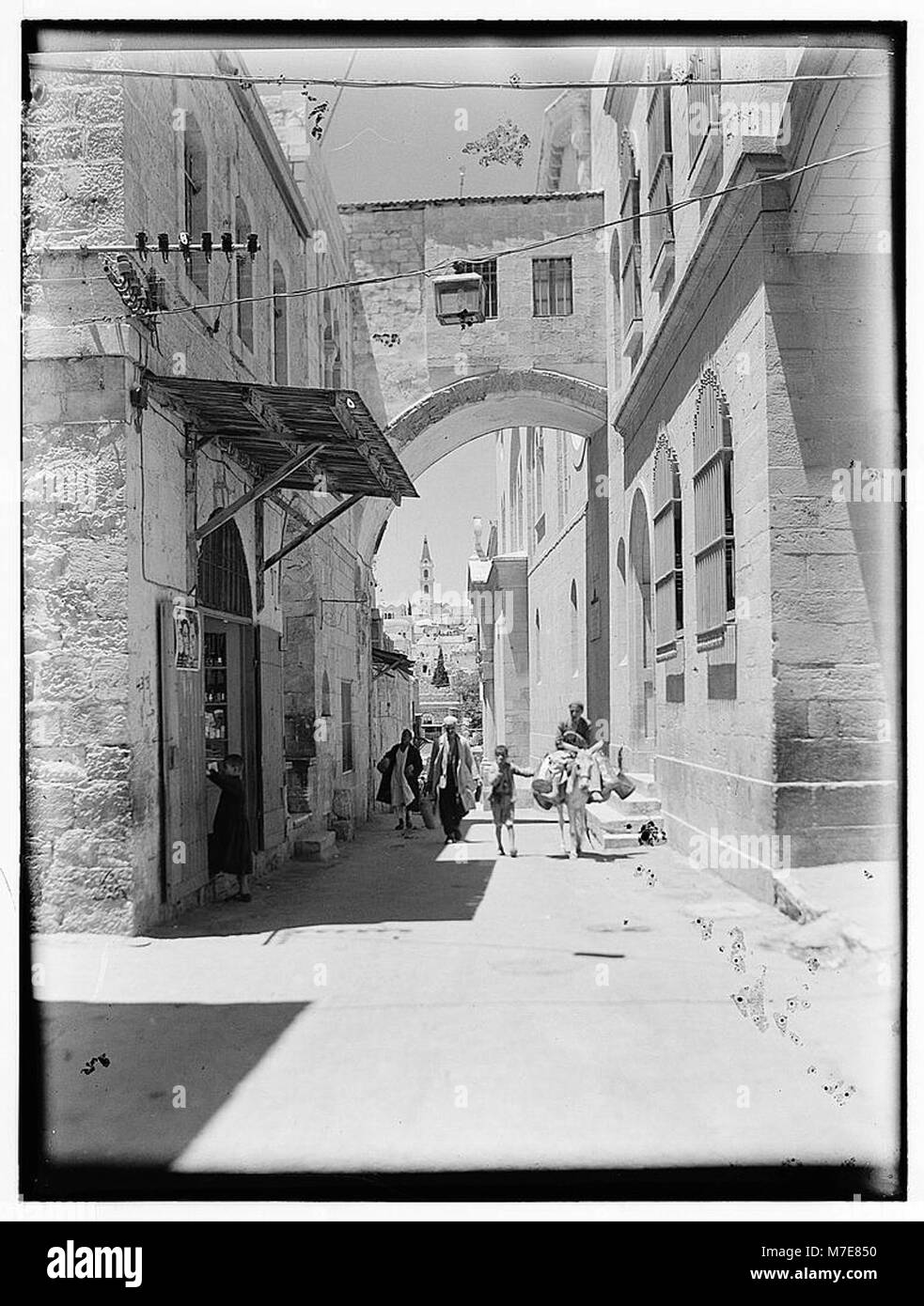 A photograph of Via Dolorosa and the arch in Jerusalem, showcasing the ...