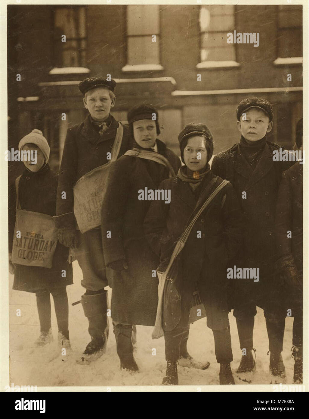 A photograph of newsboys, young children who sold newspapers in the ...