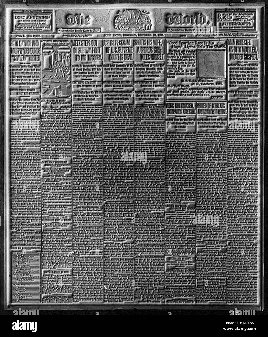 An early 20th-century mat from the New York World newspaper ...