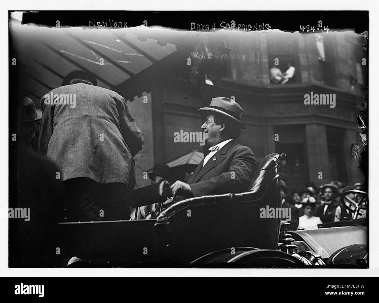 A photograph of William Jennings Bryan campaigning in New York, a ...