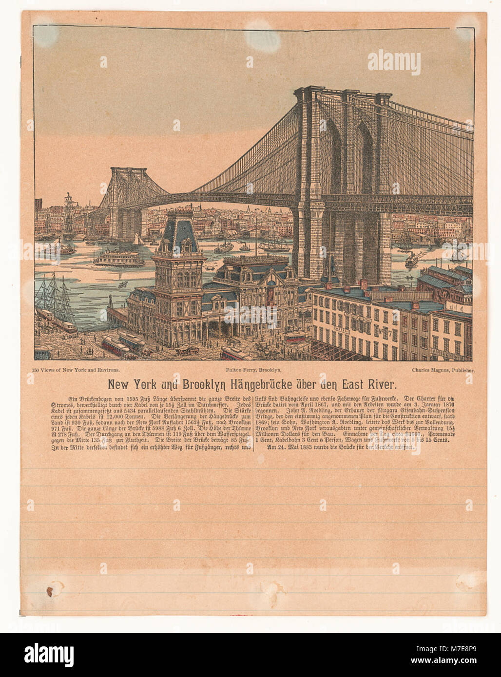 The photograph captures the iconic Brooklyn Bridge, spanning the East ...