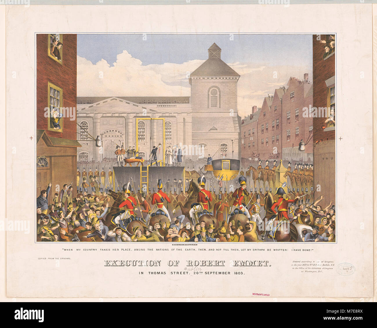 This historical image depicts the execution of Robert Emmet, an Irish ...