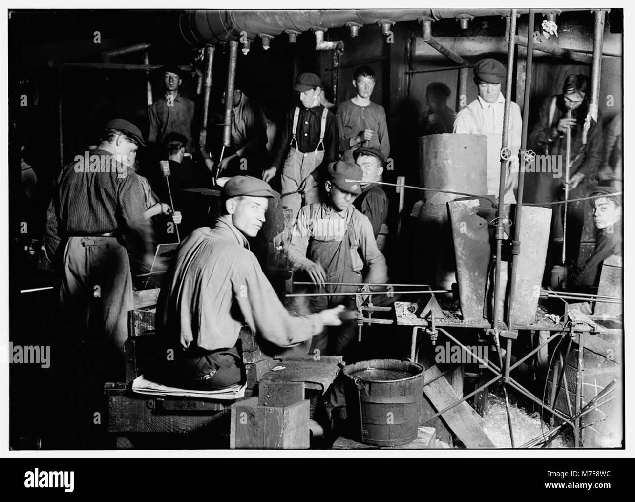 A nighttime photograph of the Wheaton Glass Works in Millville, New ...