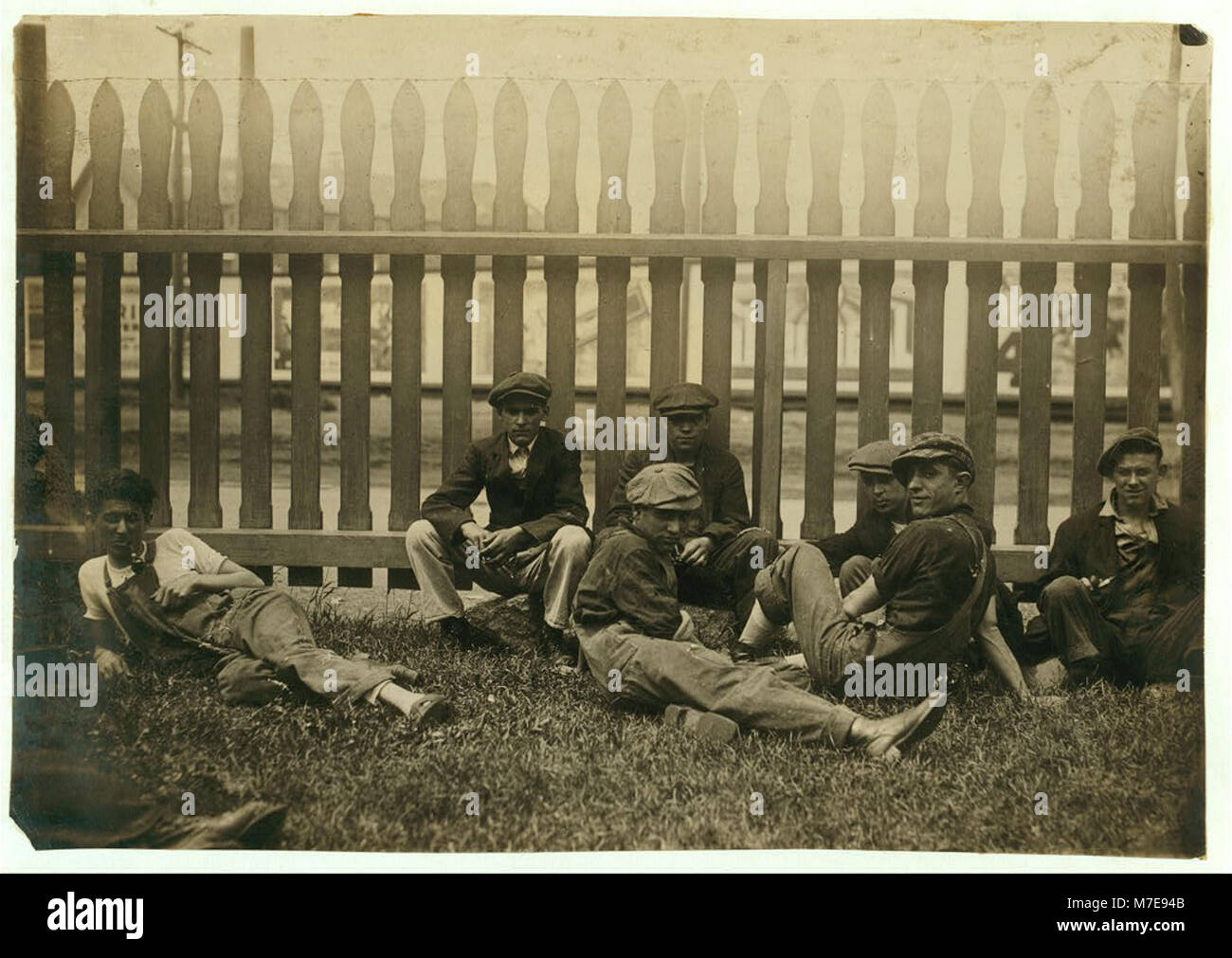 This photograph captures workers during their noon hour at Borden Mill ...