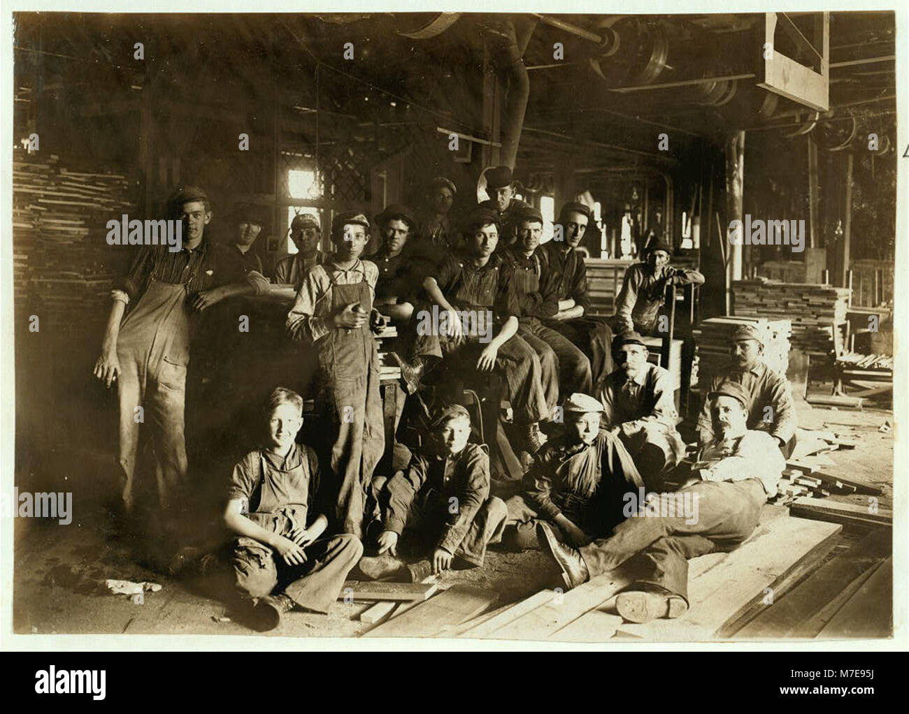 A photograph of workers in a furniture factory in Indianapolis during ...