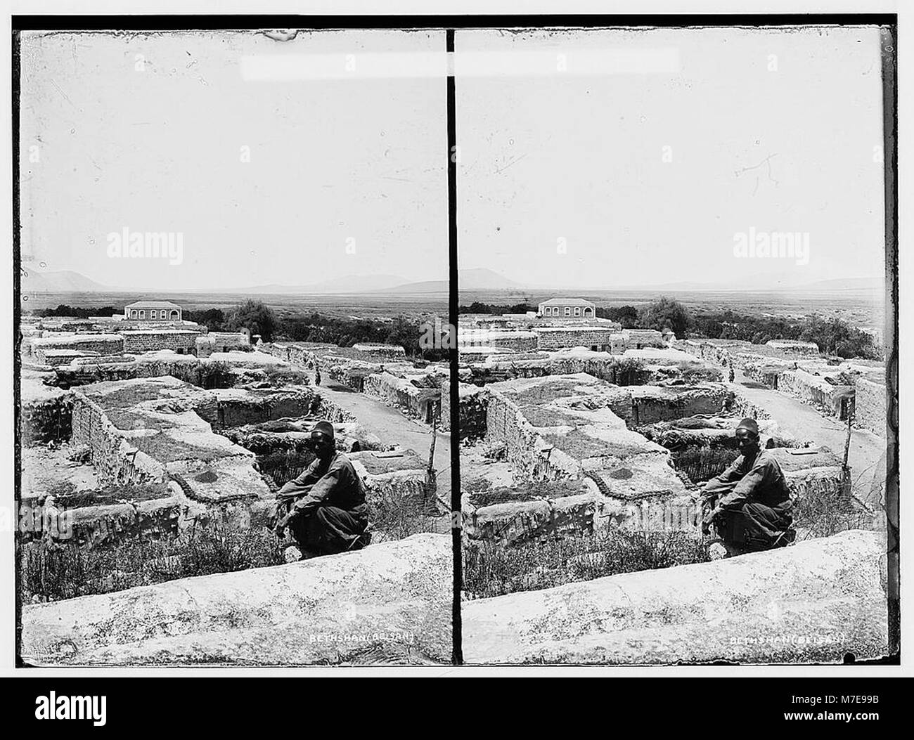 This image presents a northern view of Bethshean (Beisan), an ancient ...