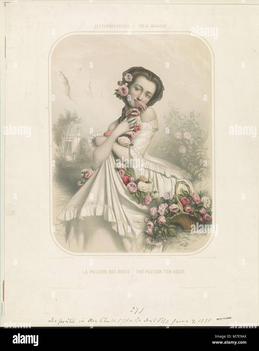 A French postcard depicting idealized female beauty with an emphasis on ...