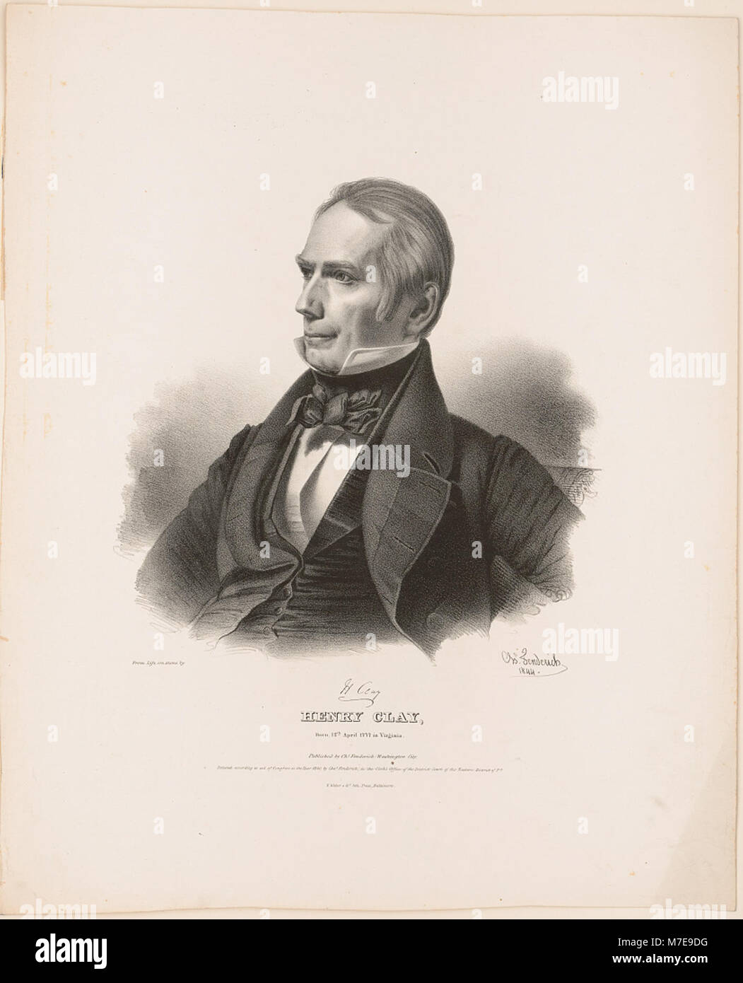 A lithograph of Henry Clay, an influential American statesman, born on ...