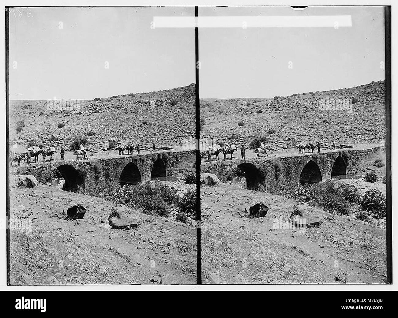A Roman bridge over the Hasbany (Hasbani) River, shown in a northern ...