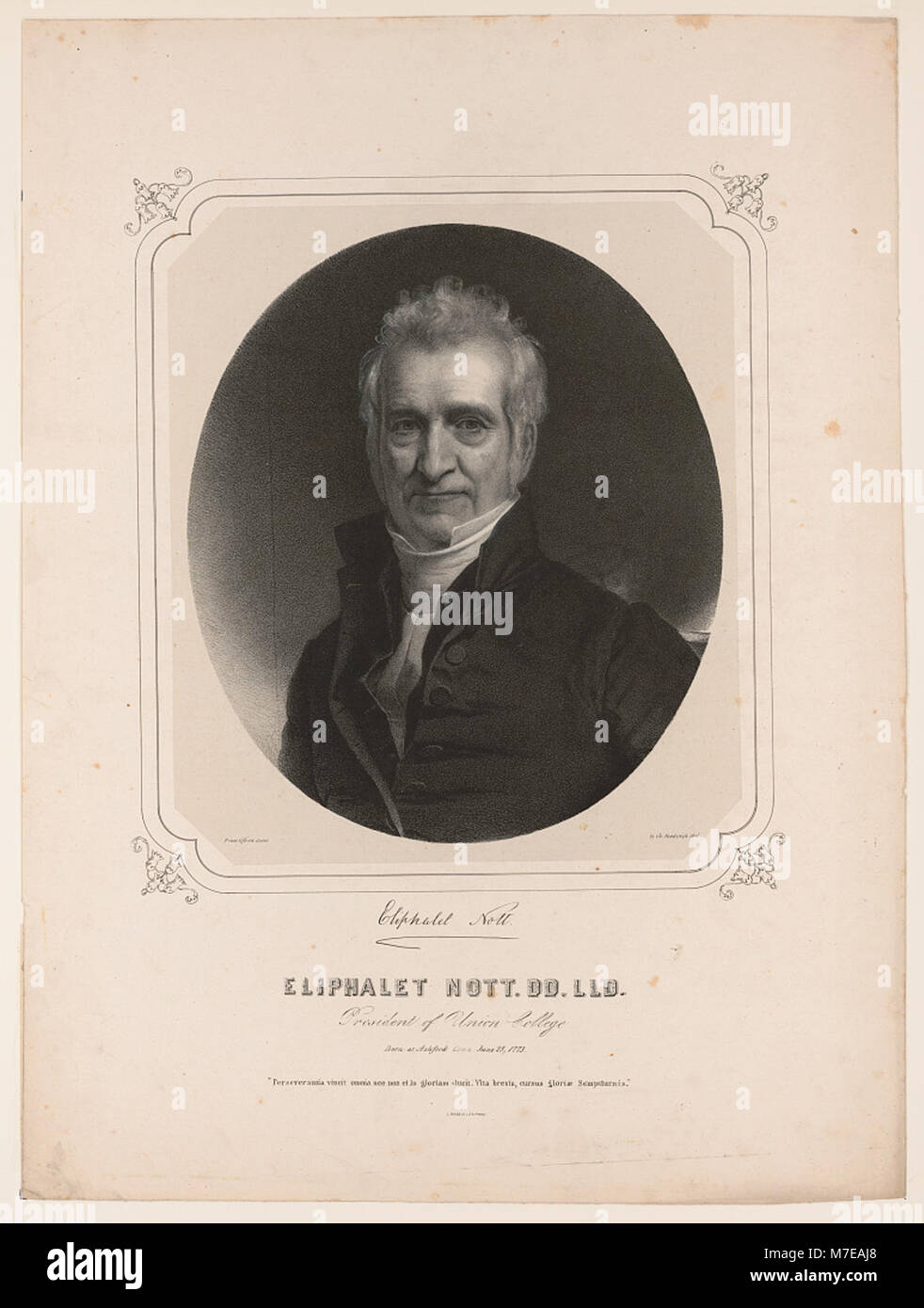 A portrait of Eliphalet Nott, the long-serving president of Union ...