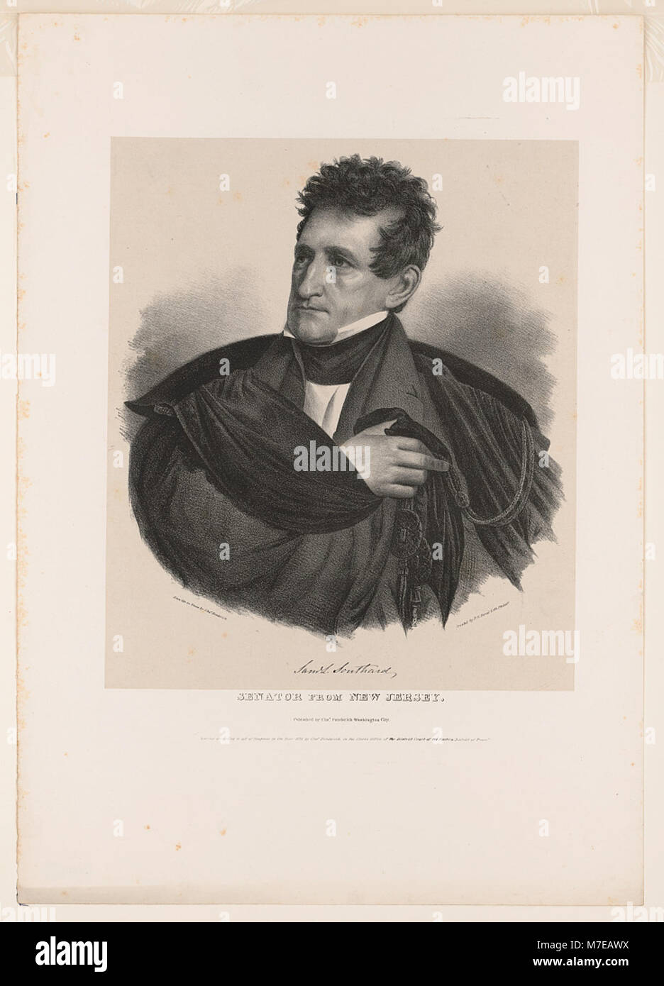 Lithograph portrait of Sam L. Southard, a senator from New Jersey ...